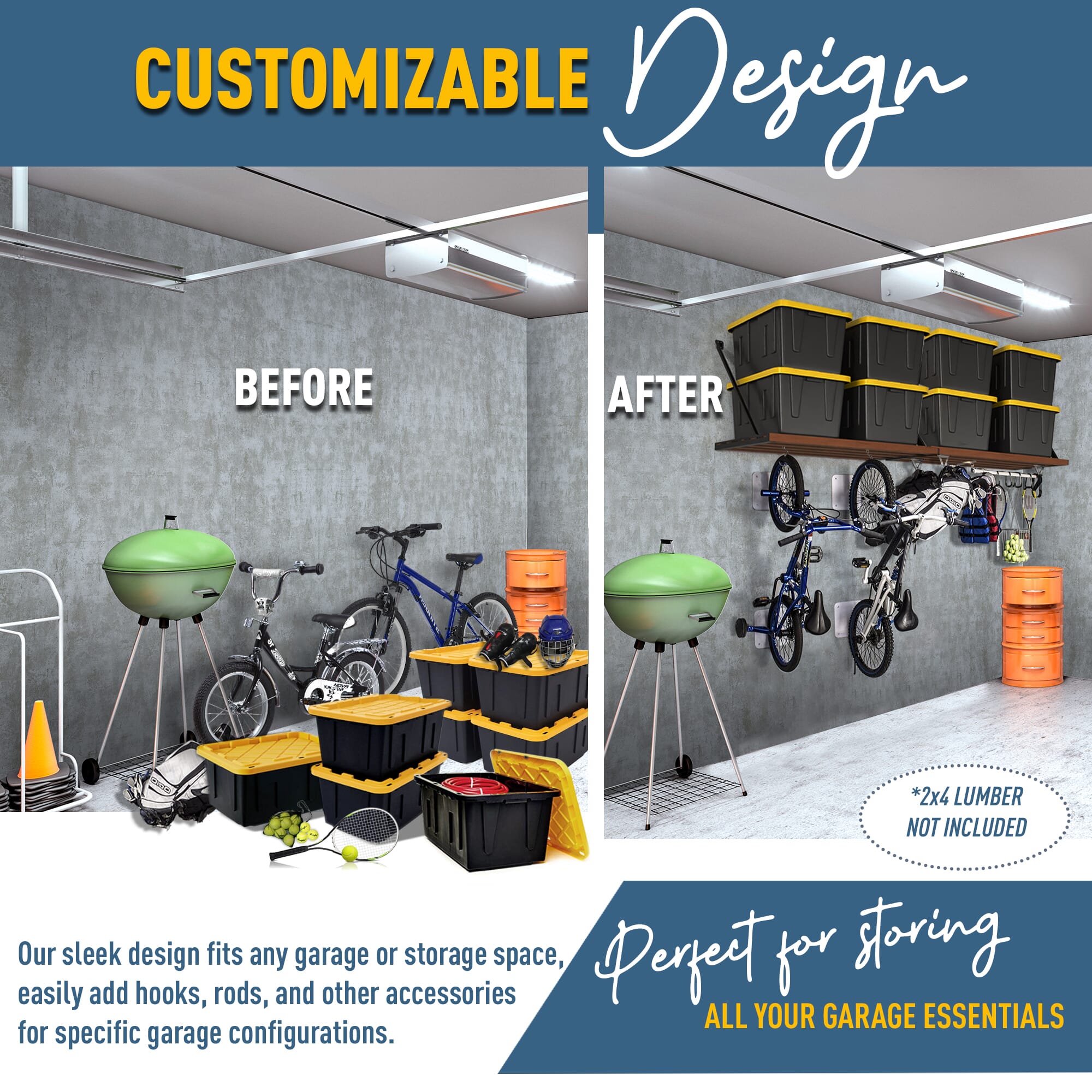 Koova DIY Shelf Universal Garage Storage System Kit - 8 Foot Size ...